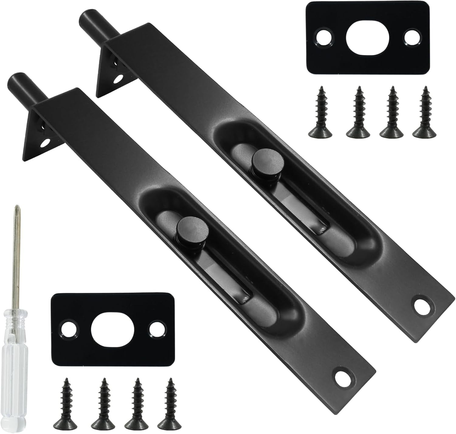 SHIQI-2 Pack 6 Inch Stainless Steel Door Flush Bolt Latch, French Door ...