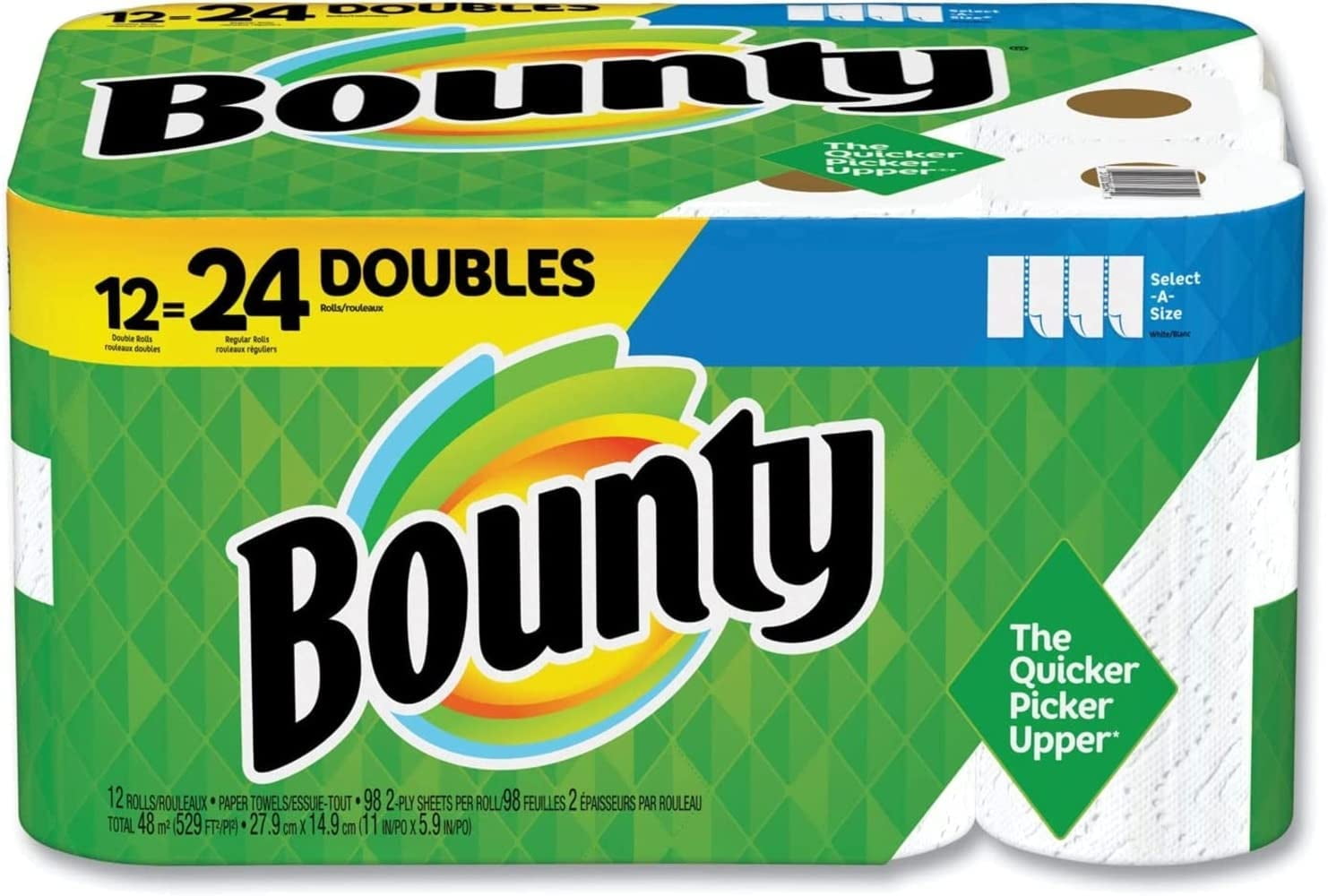 Bounty Select-A-Size Paper Towels, White, 12 Double Rolls, 12 Count ...