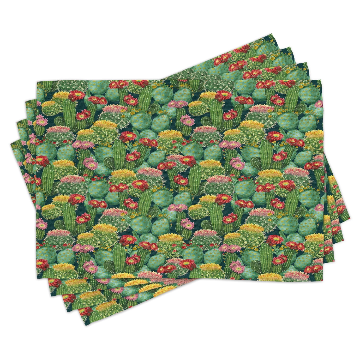 Nature Placemats Set of 4 Garden Flowers Cactus Texas Desert Botanical ...