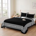 Black Abstract Geometric 3 Pieces Quilt Set,1 Quilt with 2 Shams,Back ...