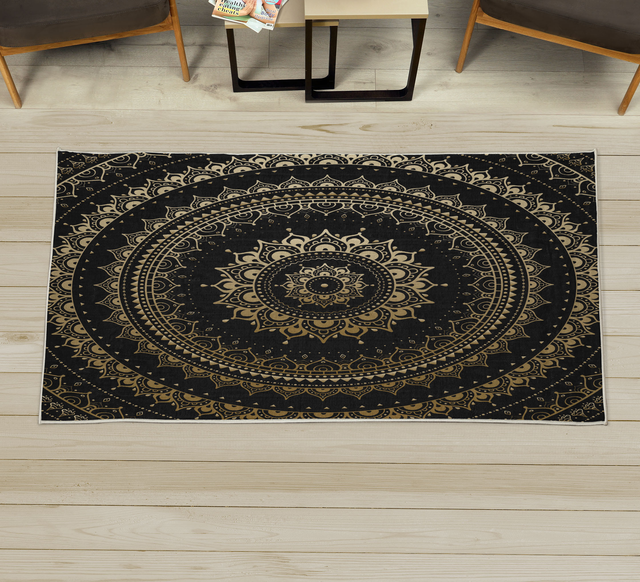 Mandala Decorative Rug, Circle Universe and Cosmos Esoteric Oriental ...