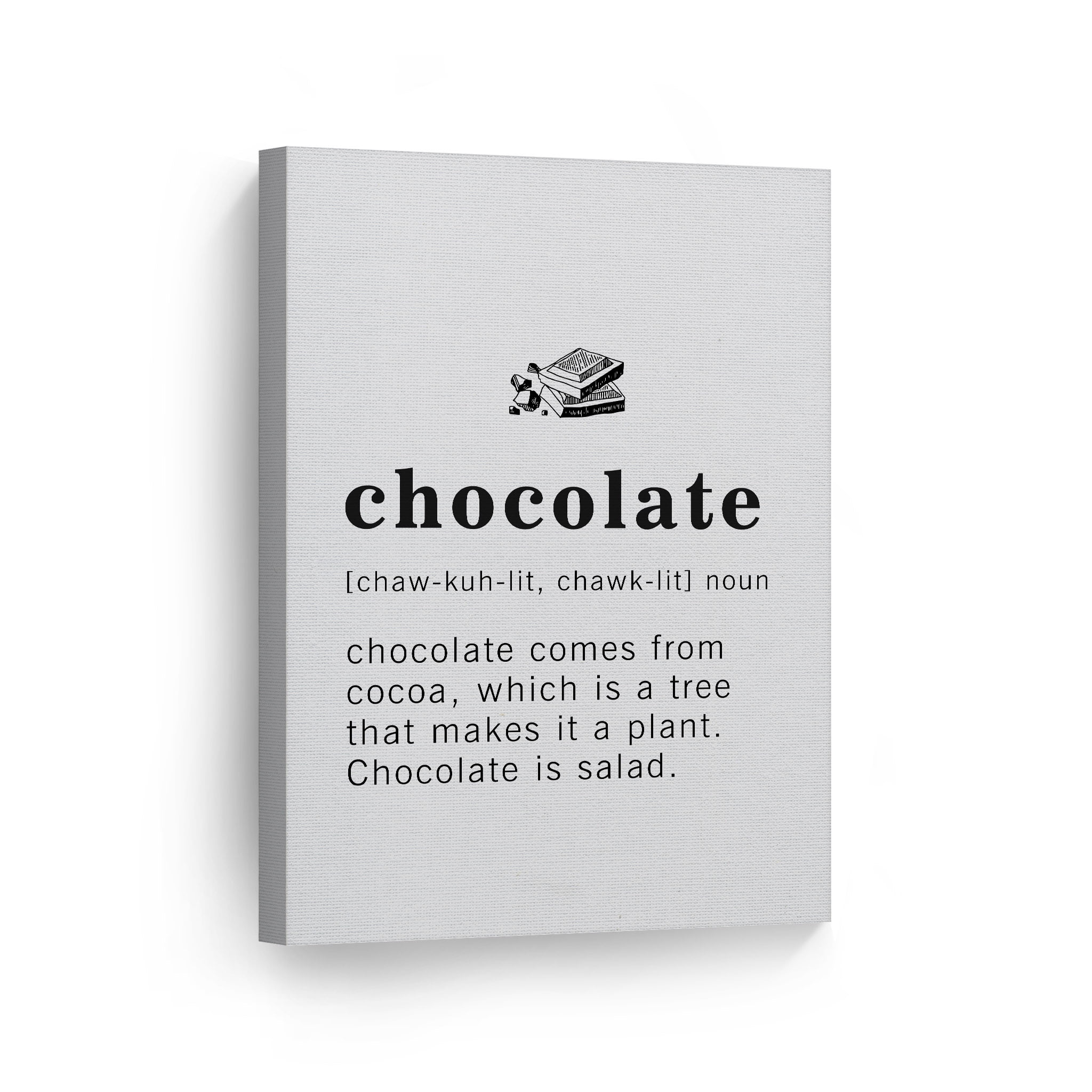 Smile Art Design Funny Noun Dictionary Definition of Chocolate Canvas ...