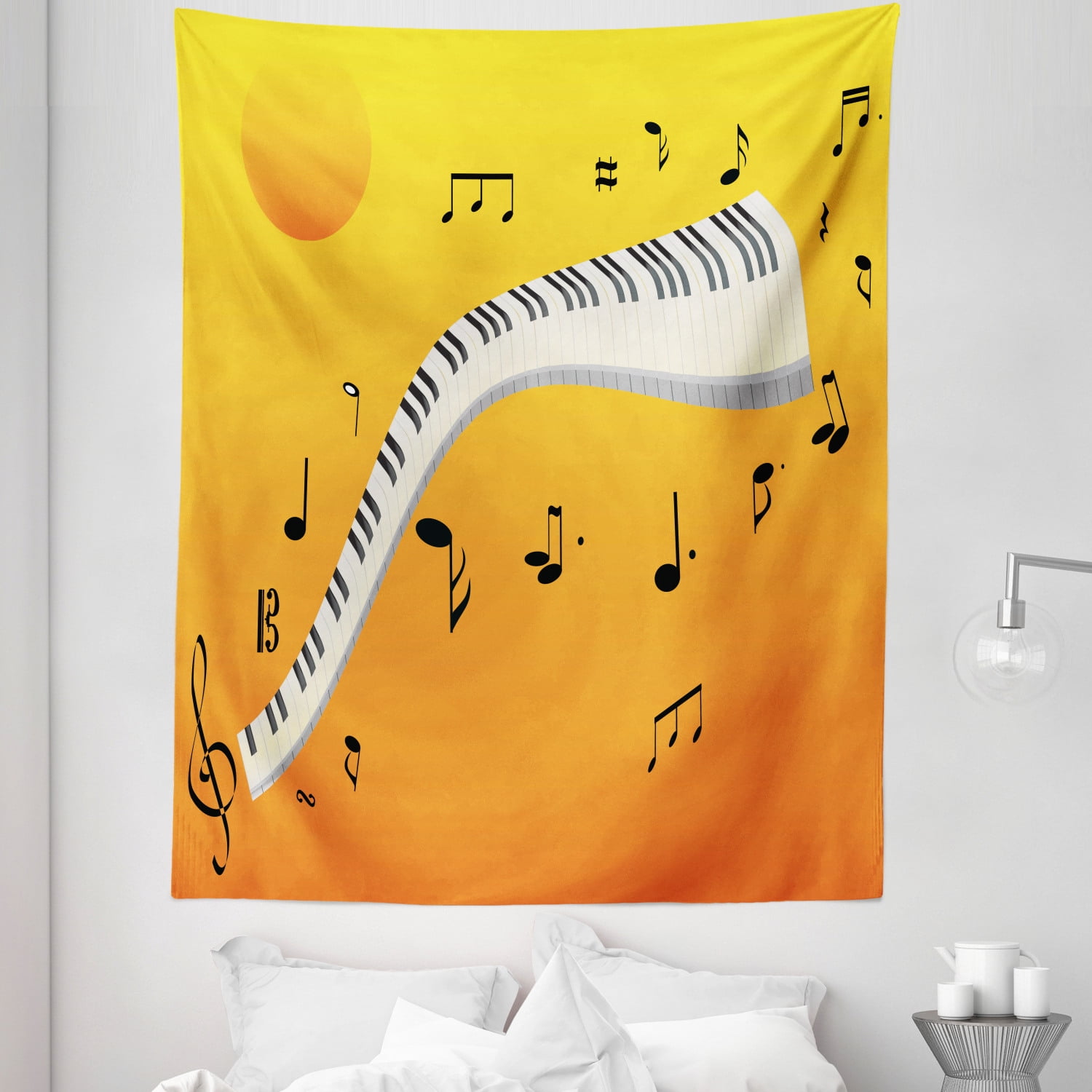 Music Note Tapestry, Joy in the Air as the Sunsets Piano Keys Floating ...