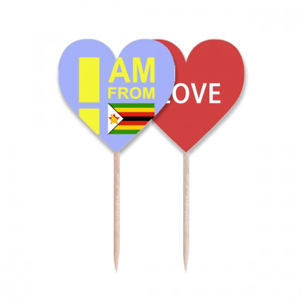 I Am From Zimbabwe Art Deco Fashion Toothpick Flag LOVE Heart Lable ...