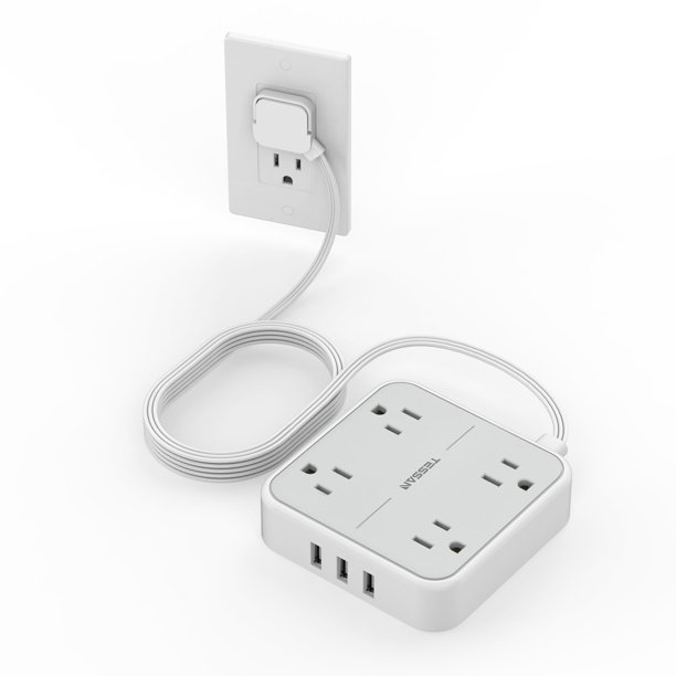 Surge Protector Power Strip, TESSAN 10 FT Extension Cord with 3 USB A ...