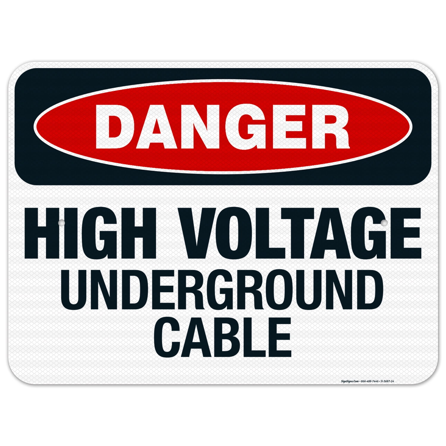 High Voltage Underground Cable Sign, OSHA Danger Sign, 18x24 Reflective ...