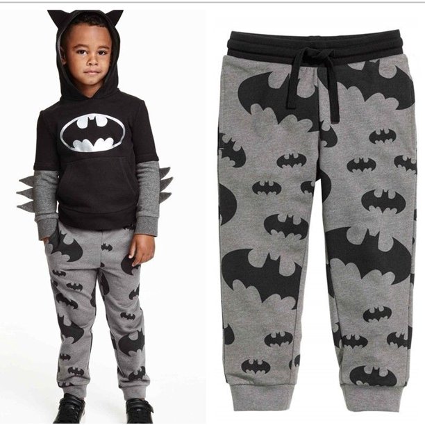 Spring Boys Kids Cartoon Batman Printed Pants Casual Grey Trousers 2-7Y ...