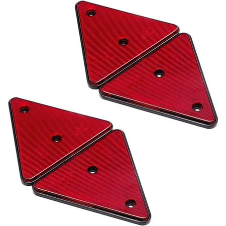 TILIYHELLO 4 x Red triangle rear trailer reflector, triangular screw-on ...