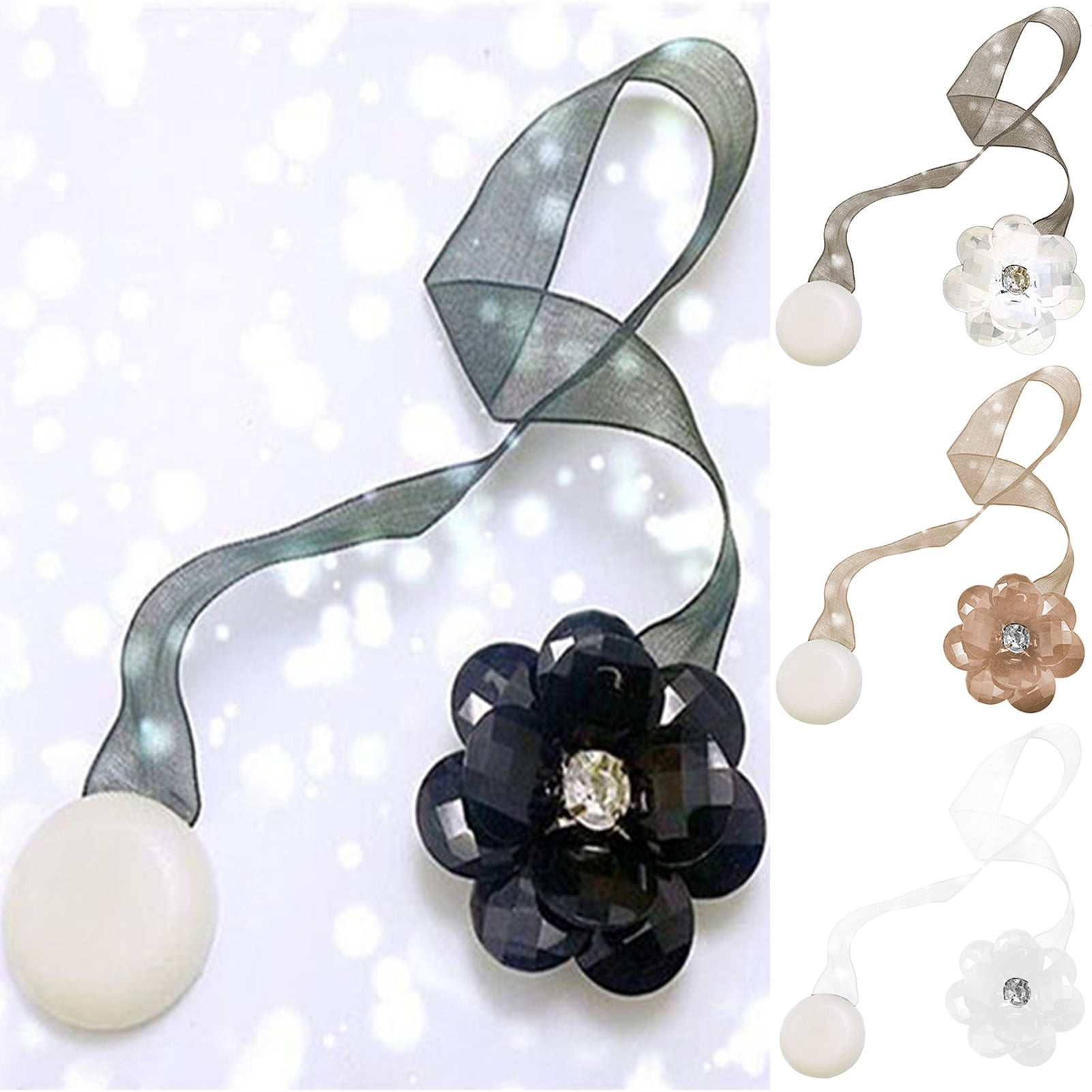 Walbest Floral Flower Magnetic Tieback Voile Net Door Curtains Ribbon ...