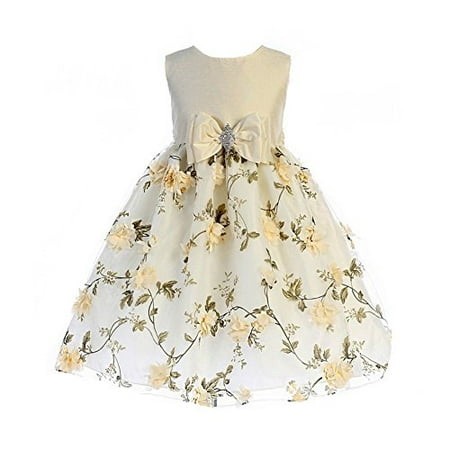 Little Girls Ivory Floral Print Easter Flower Girl Dress 2T | Walmart ...
