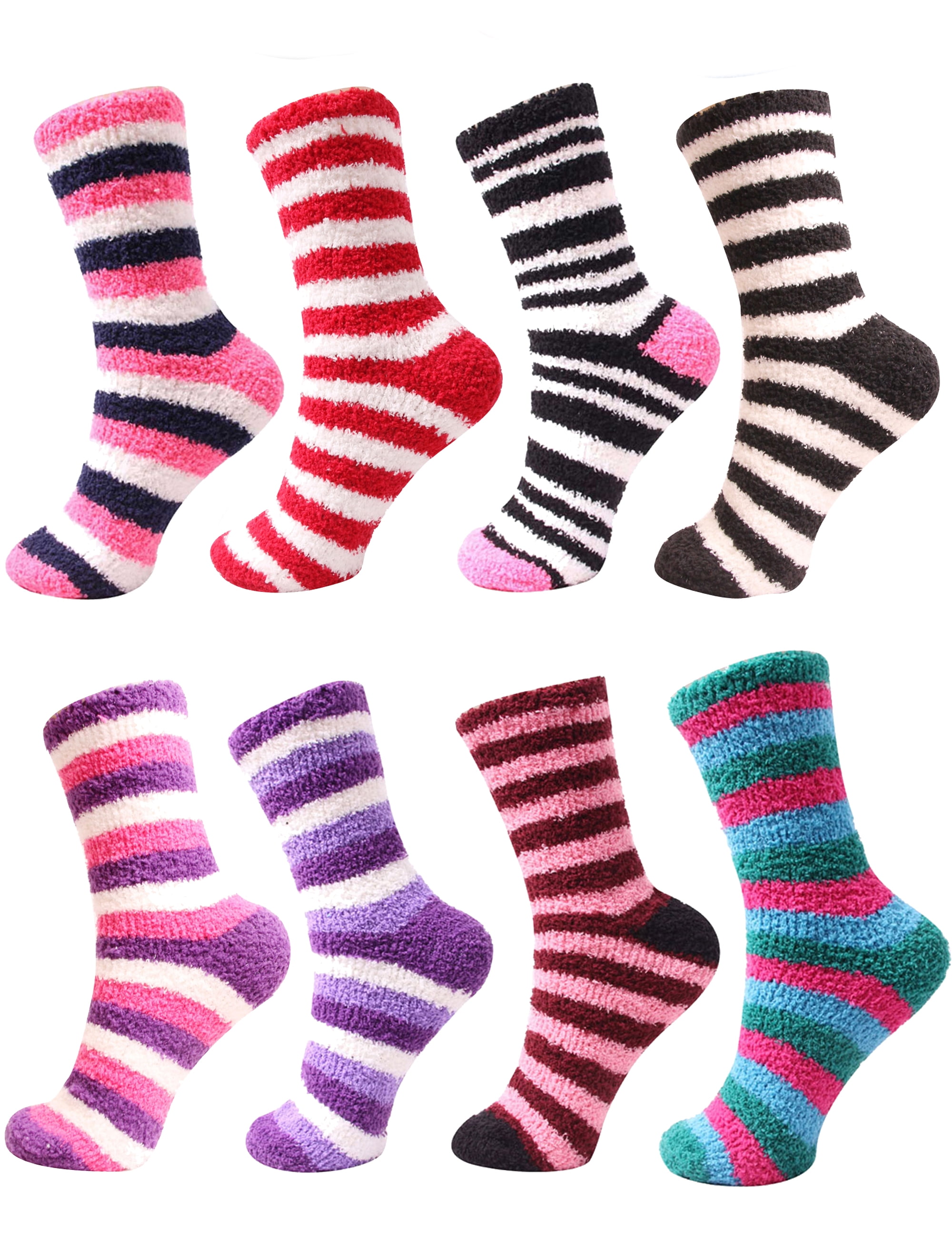 Women's Super Fuzzy Crazy Colorful Fun Cute Cozy Striped Socks - 8 ...