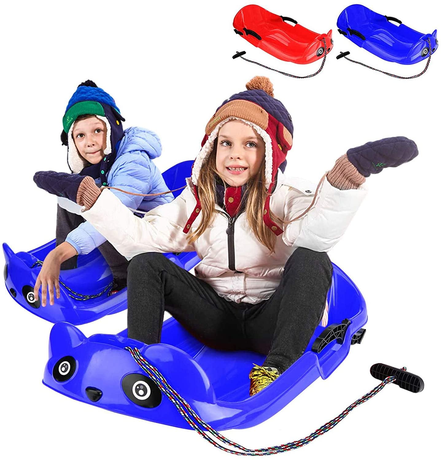 Snow Sled for Kids Adults, Downhill Sprinter Winter Toboggan Snow Sled ...