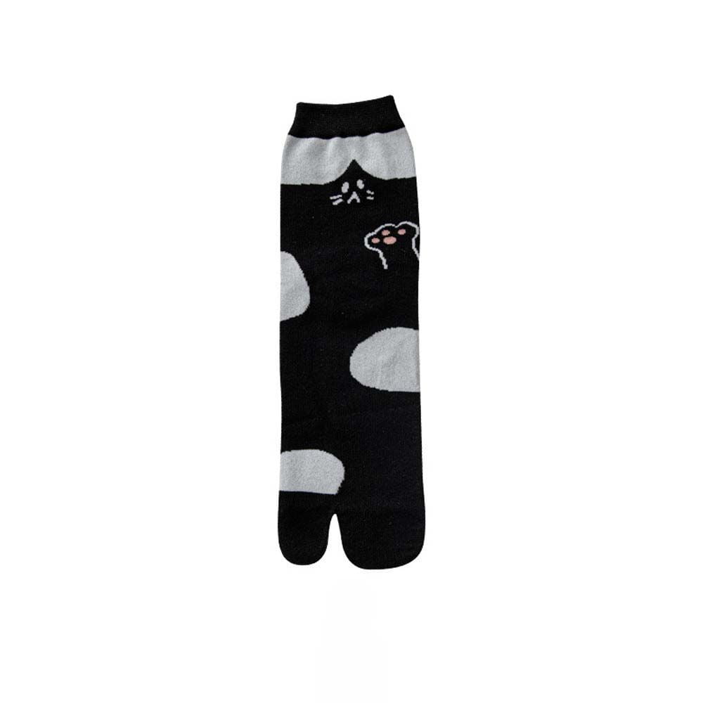 Funny Breathable Cotton Japanese Girls Men Cartoon Cat Two Toe Socks ...