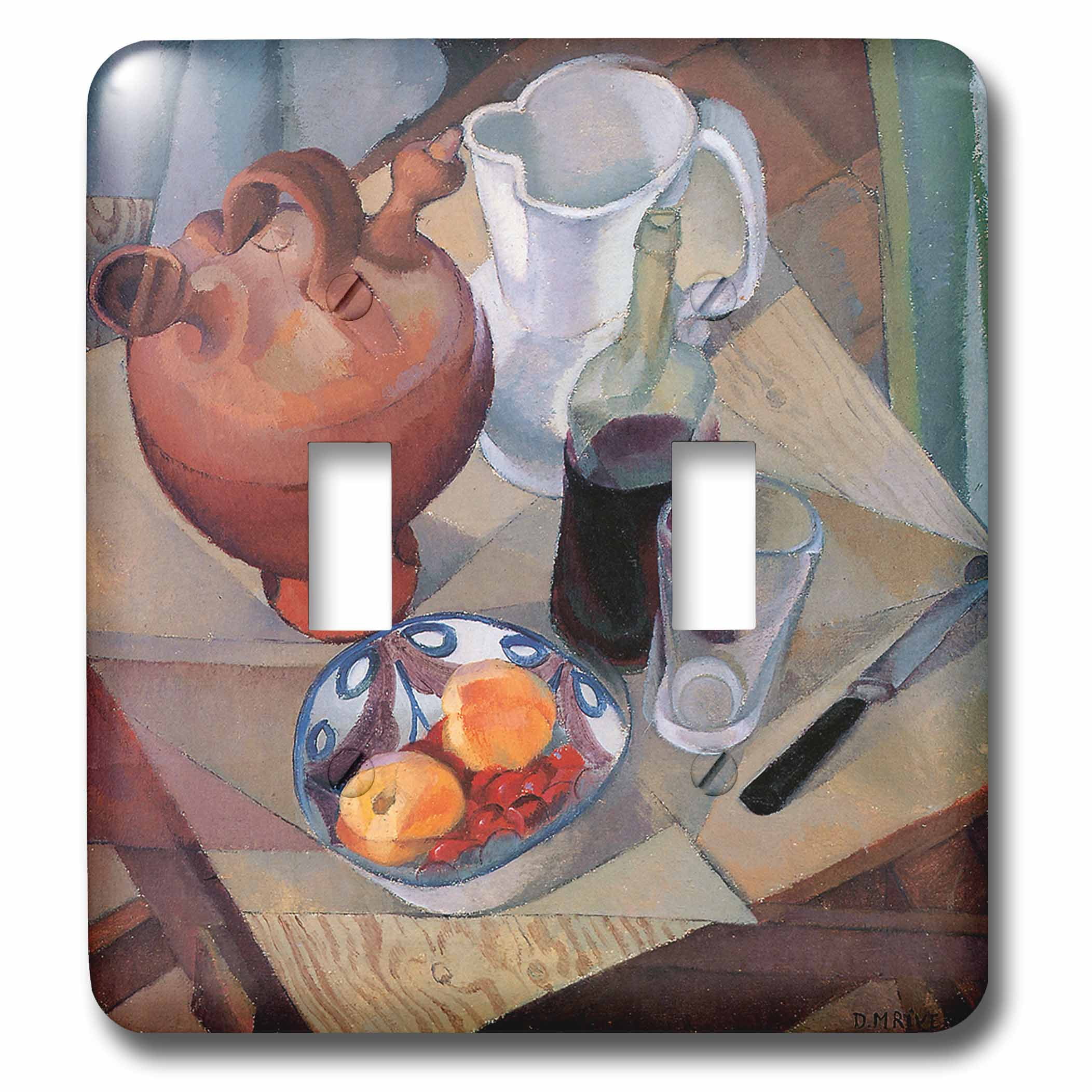 3dRose Still Life by Diego Maria Rivera Bowl of Fruit and Wine Bottle ...