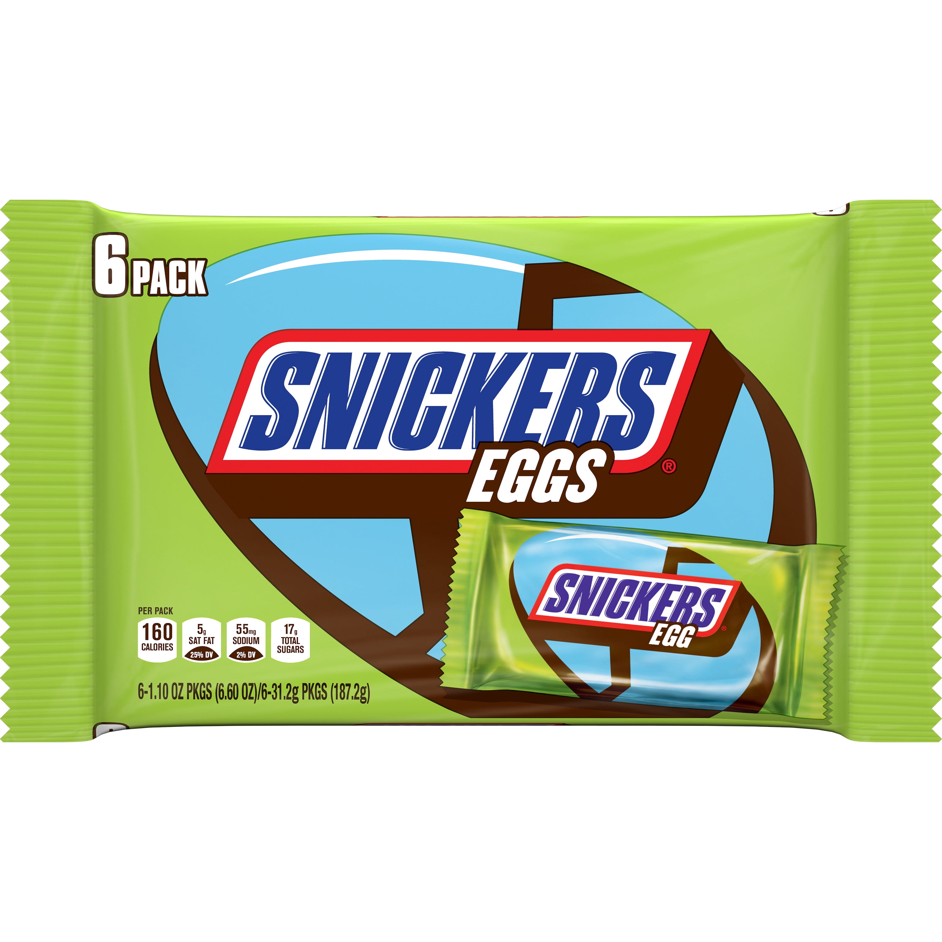 Snickers Caramel Easter Chocolate Candy Bar Easter Egg Candy - 6 Count ...