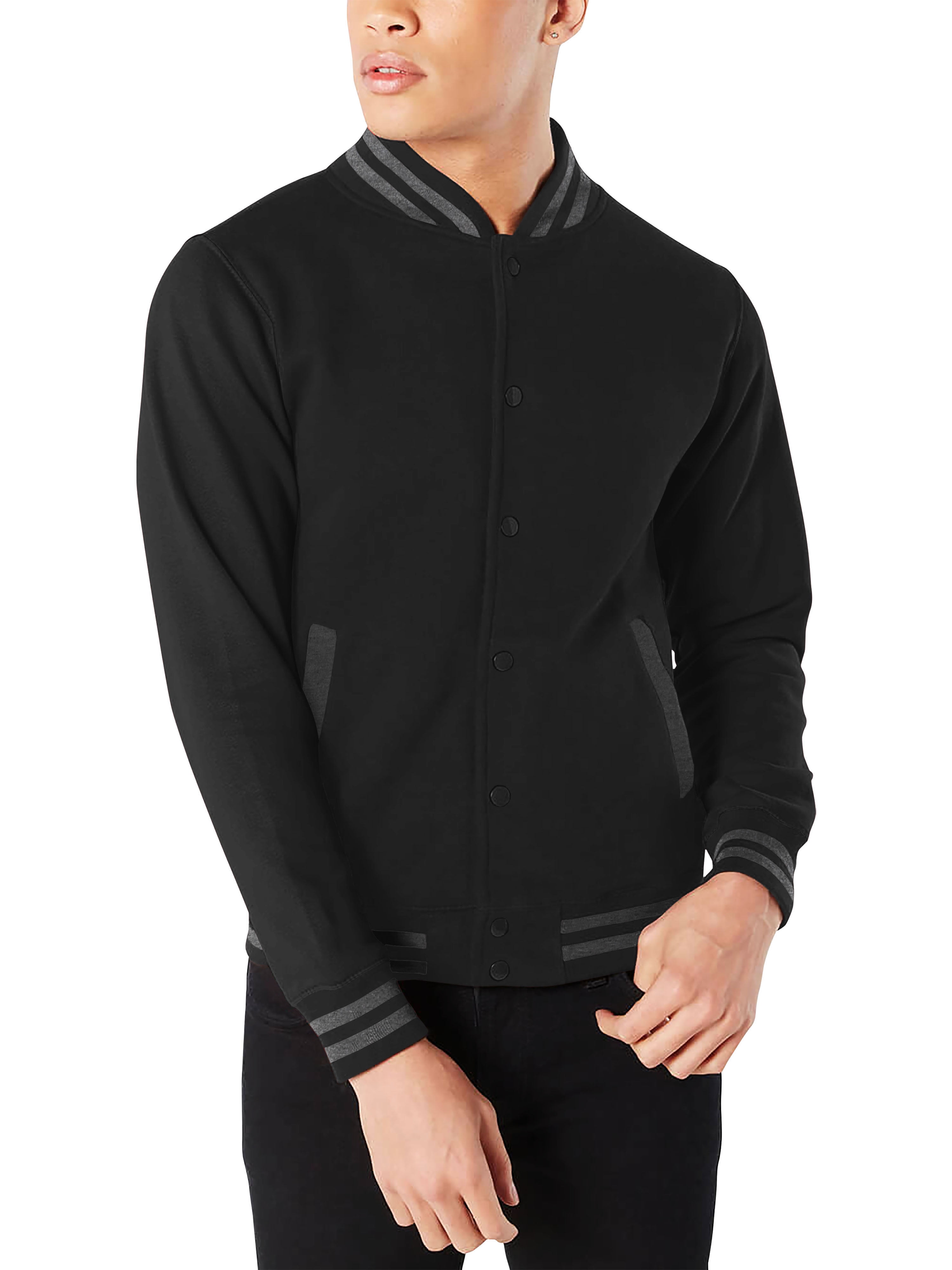 Hat and Beyond Mens Varsity Brushed Fleece Button Up Large Striped ...