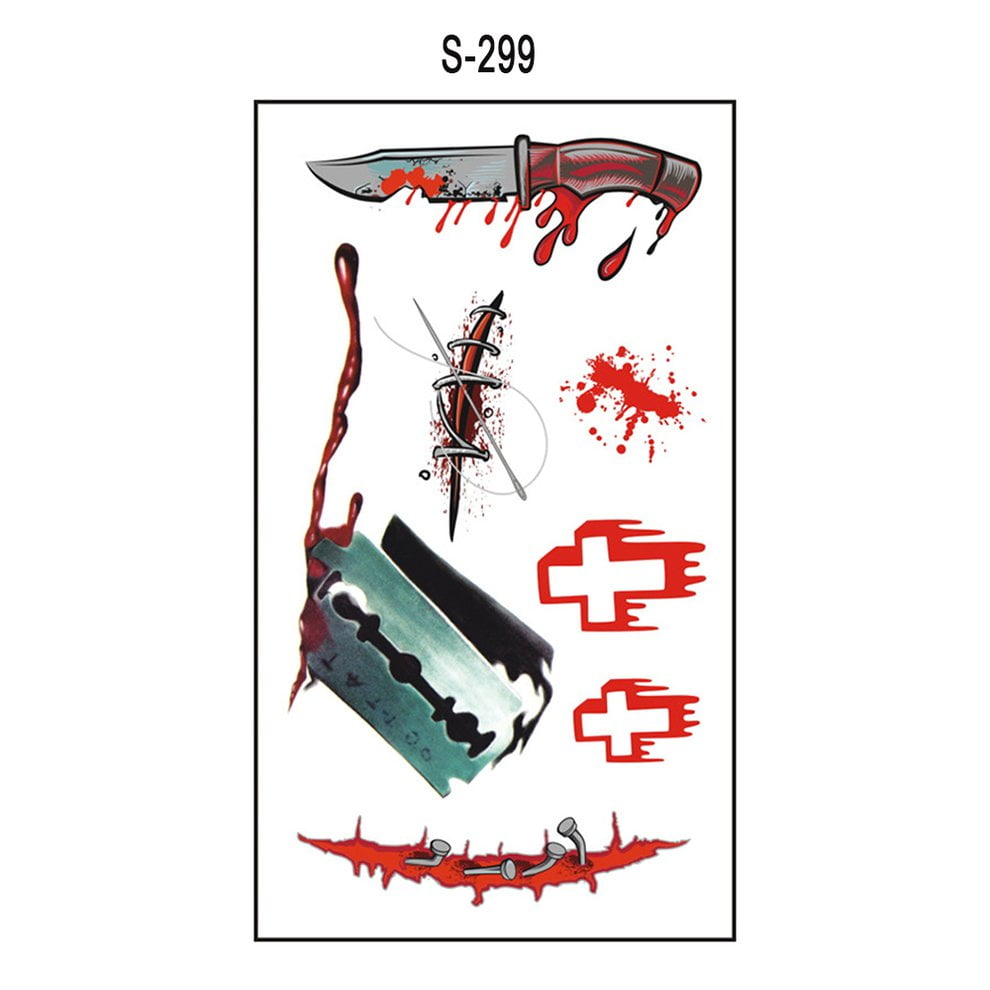 10 PACKS Halloween Scar Tattoo Stickers Halloween Tattoo Stickers ...