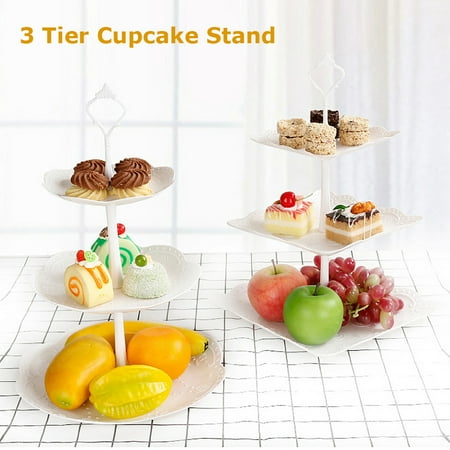 Amdohai 3 Tier Cupcake Stand Dessert Plates Fruit Candy Mini Cakes ...