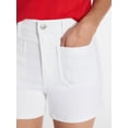 Time and Tru Women's High Rise Patch Pocket Denim Shorts, 4" Inseam ...