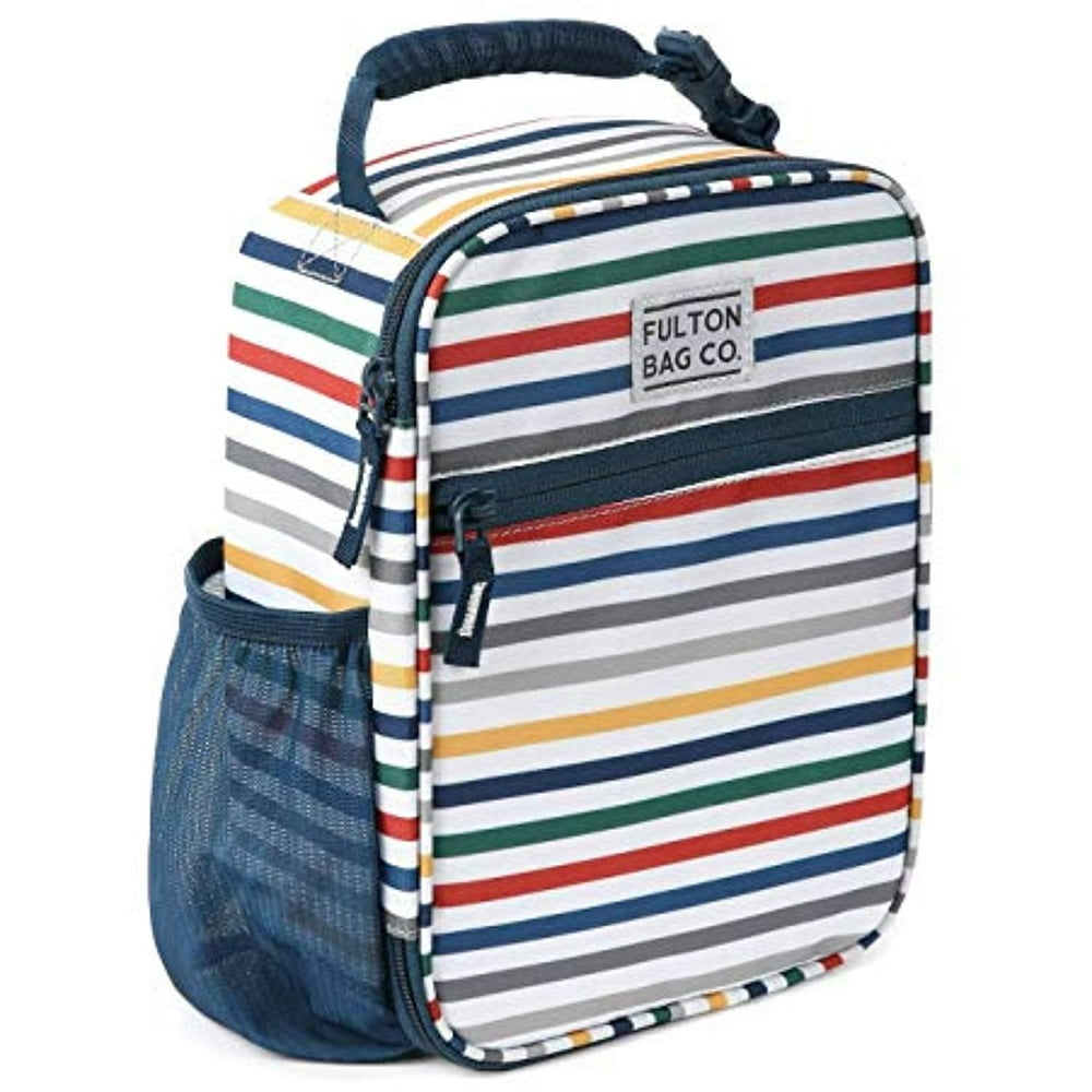Thermal Insulated Zippered Lunch Bag Box Hardbody Sturdy (Retro Stripe ...