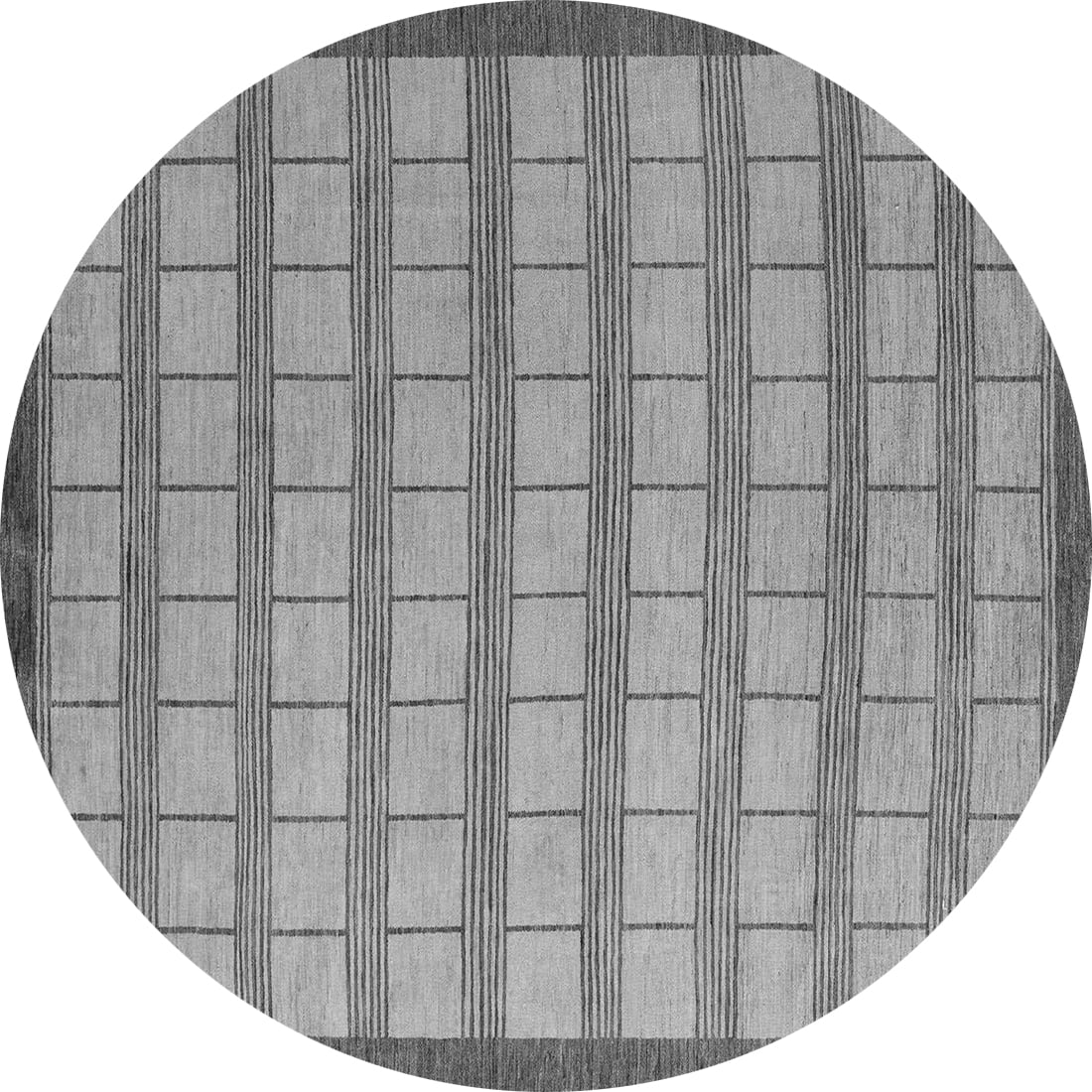 Ahgly Company Indoor Round Checkered Gray Modern Area Rugs, 8' Round ...