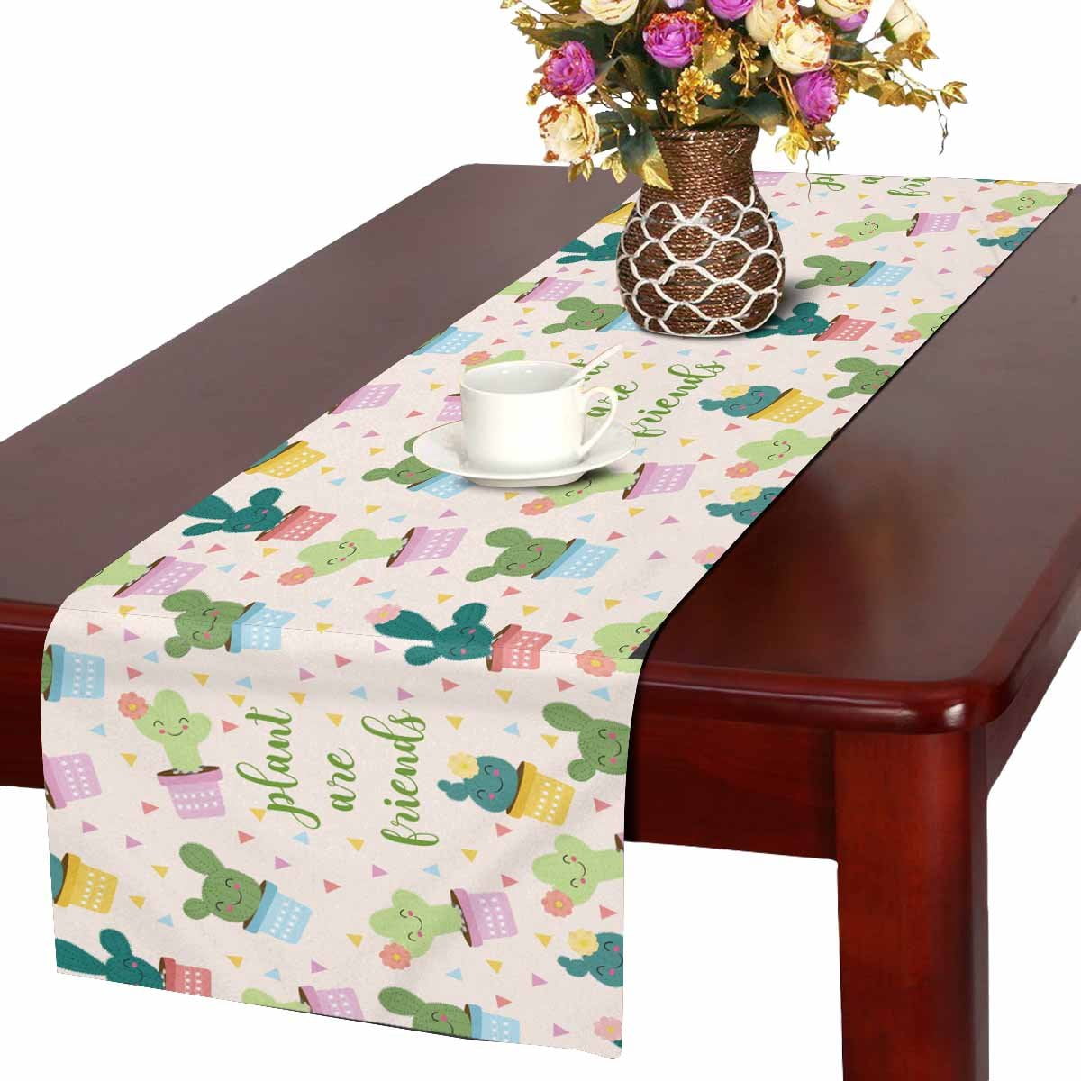 MKHERT Cute Cactus Table Runner, Cartoon Cactus Table Cloth Runner for ...