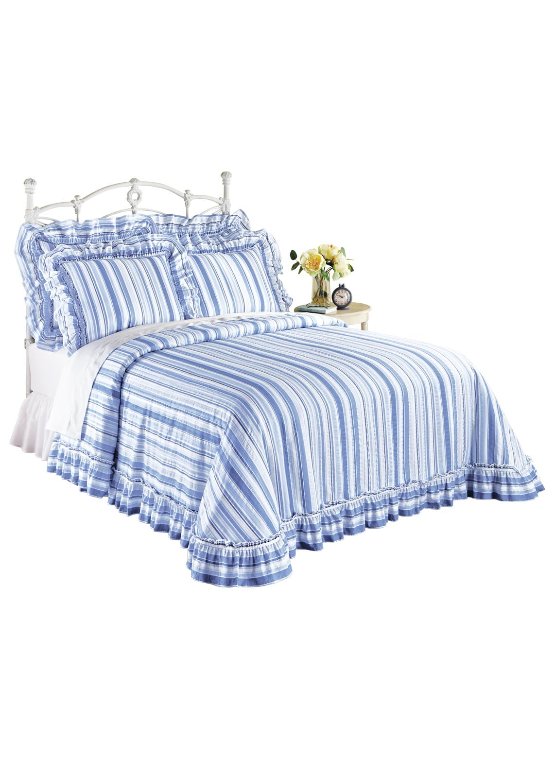 Plisse Striped Bedspread - Sham - Walmart.com