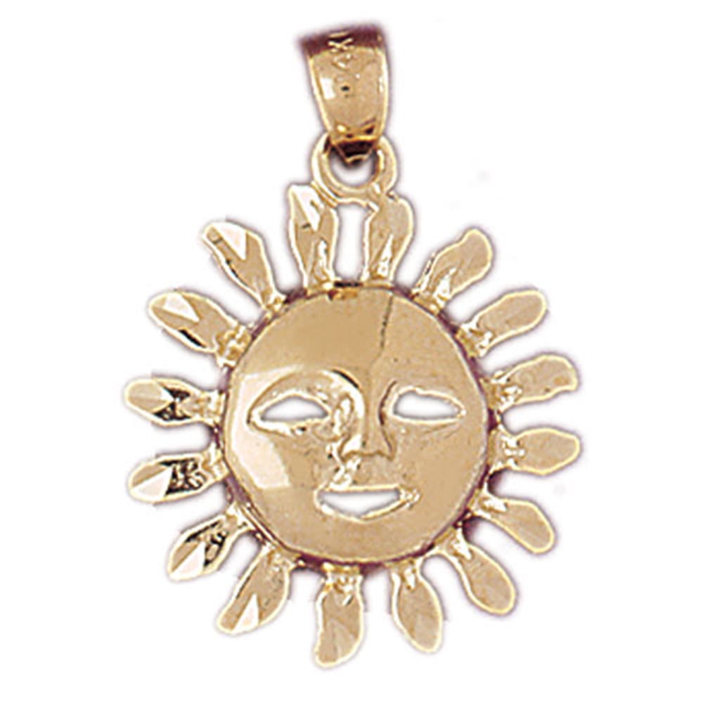 14K Yellow Gold Sun Pendant - 26 mm - Walmart.com