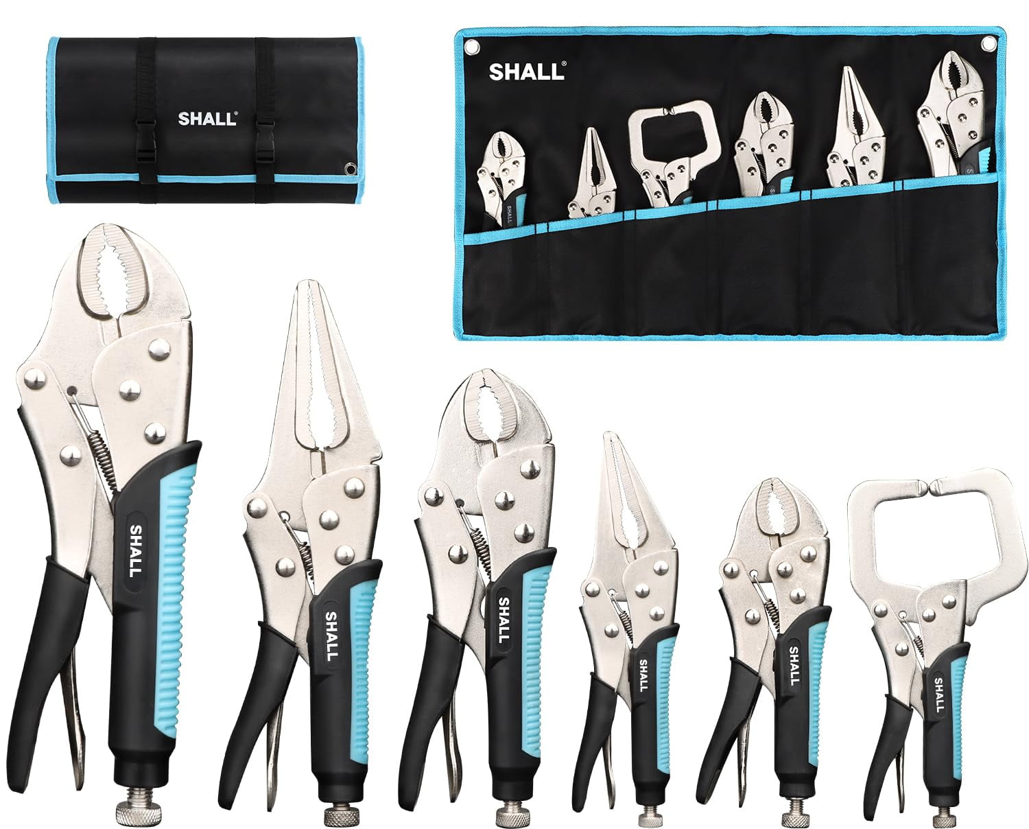 SHALL 6-Piece Locking Pliers, Vice Grips Pliers Set, 5",7" & 10" Curved ...