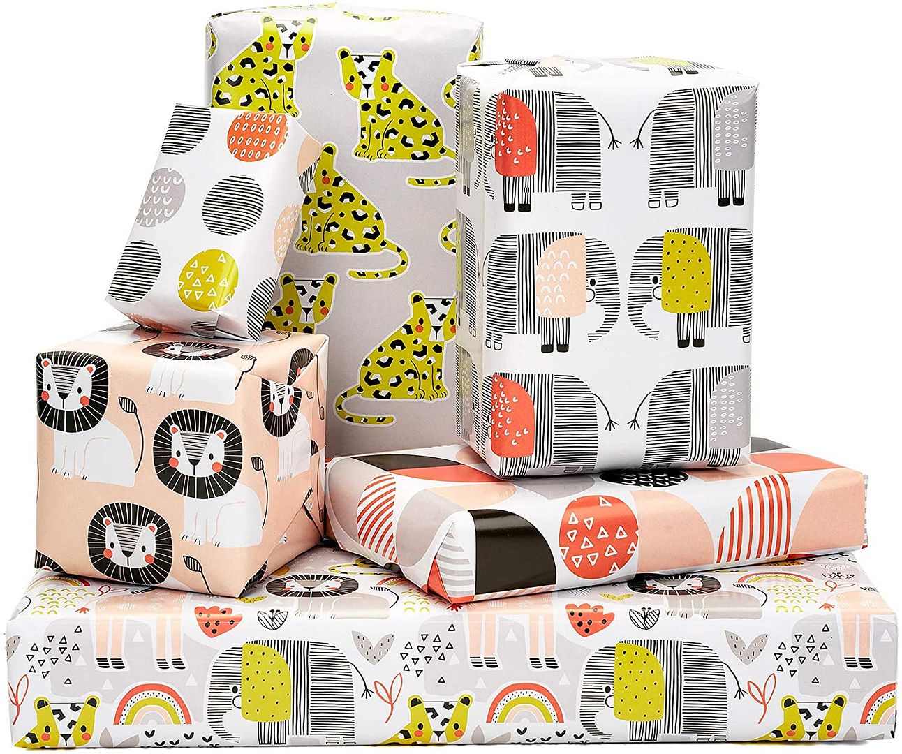 MAYPLUSS Wrapping Paper Sheet - Folded Flat - 6 Different Animal Design ...