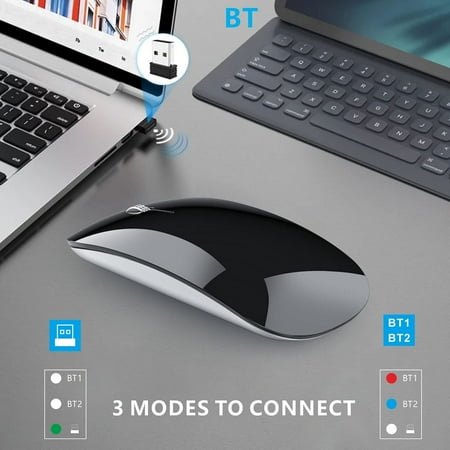 Qianli Bluetooth Mouse, Tri-Mode Wireless Mouse (BT5.1+ BT5.1+ USB ...