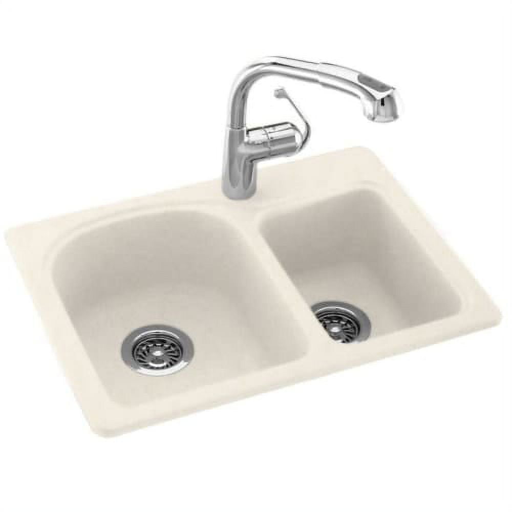 Swan KSDB-2518-010 25" x 18" Swanstone Double-Basin Dual Mount Kitchen ...