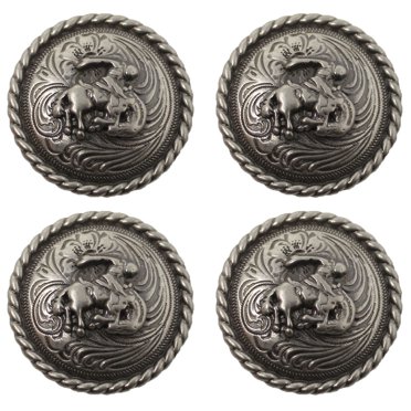 Set of 4 Conchos 1-1/2" Western Saddle Tack Gold Cross Engraved Conchos ...
