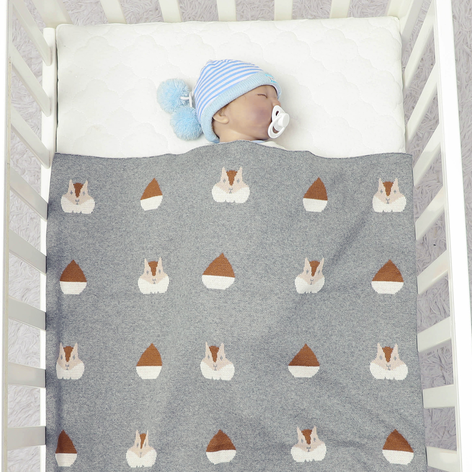 Baby Blanket Cotton Knitted Newborn Girl Boy Bedding Quilt 90*70CM ...