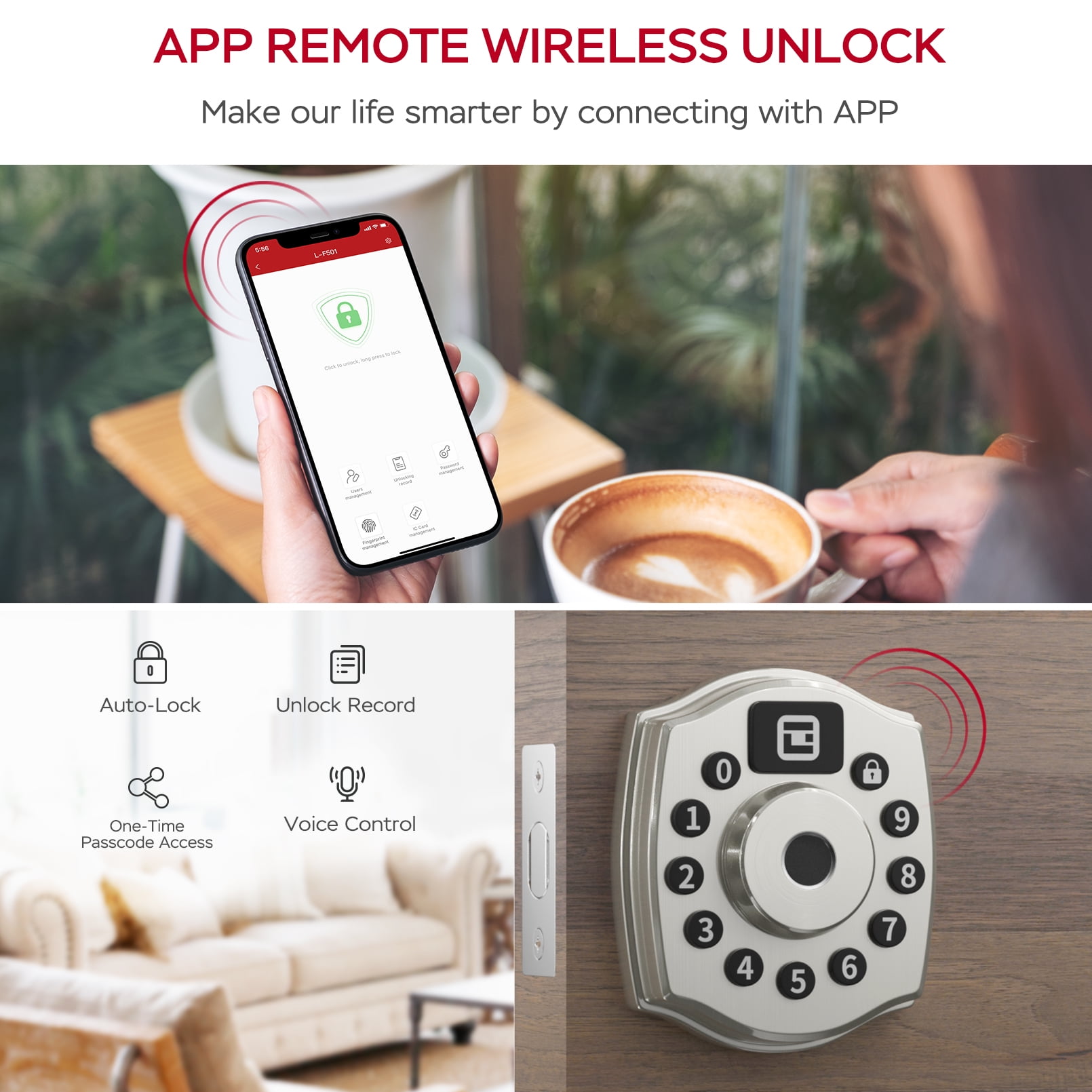 Buy Smart Door Lock, Geek Smart L-F501 Keyless Entry Deadbolt Door ...