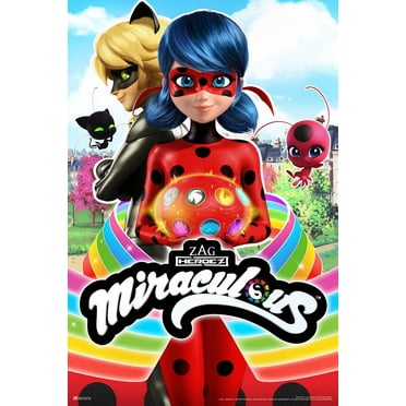 Laminated Miraculous Ladybug and Cat Noir Miracle Box Cartoon TV Series ...