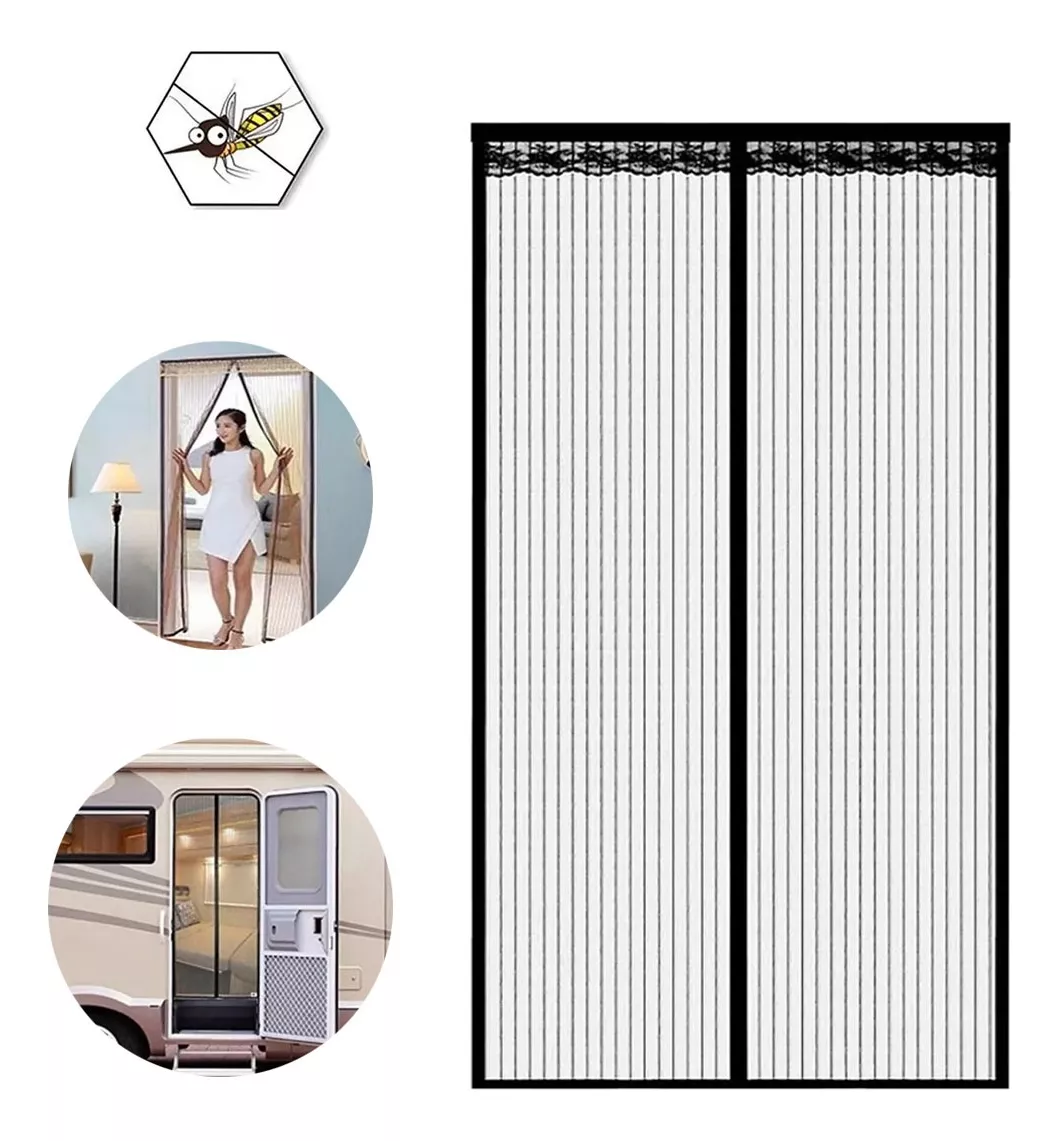 Cortina Mosquitera Velcro Con Cierre Magnético 210cm X 90cm | Bodega ...