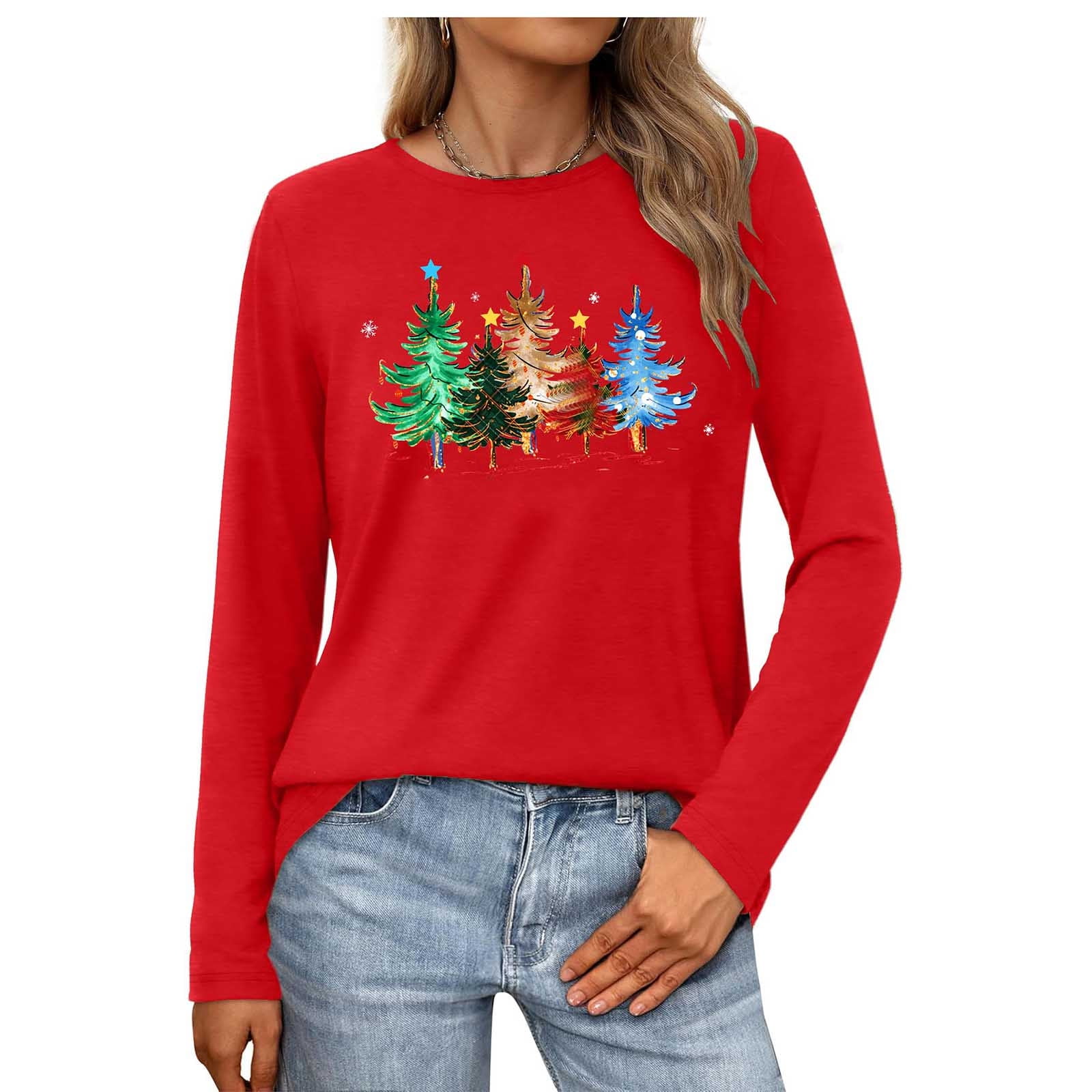 Click here for Vdgthytj Womens Christmas Shirts Crewneck Long Sle... prices