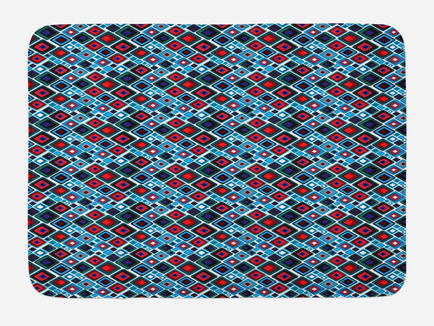 Retro Bath Mat, Diagonal Squares of Different Sizes with Rounded Edges ...