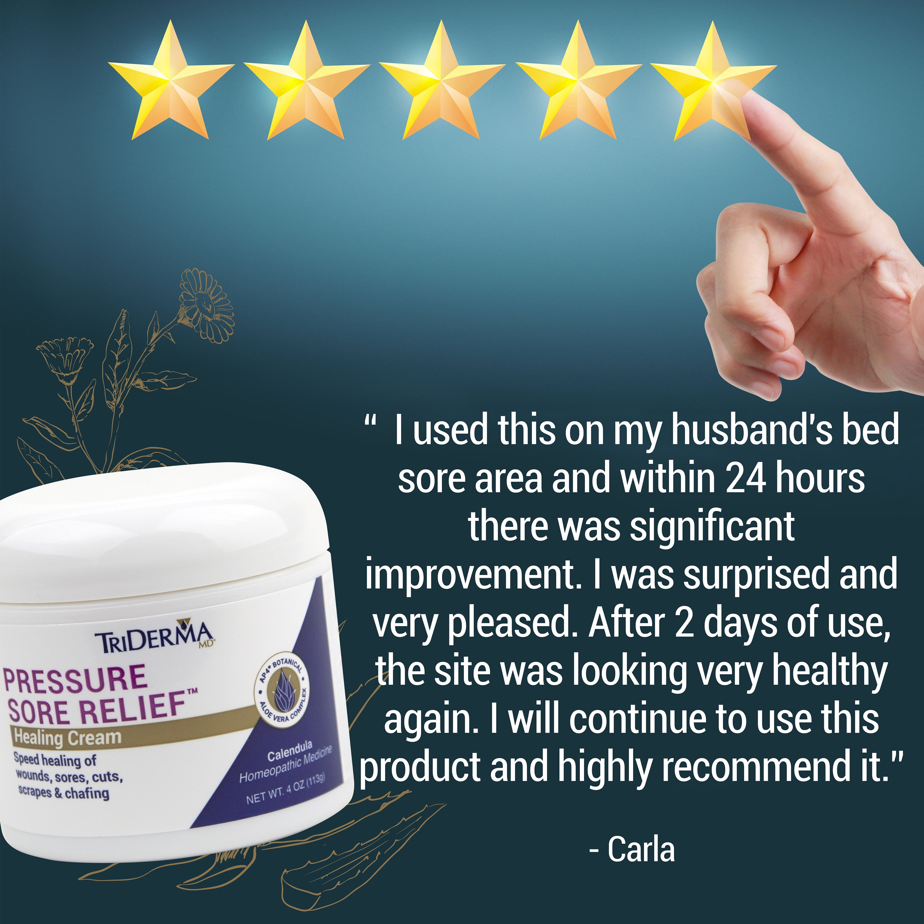 TriDerma Pressure Sore Relief Healing Cream, Speed Healing of Wounds ...