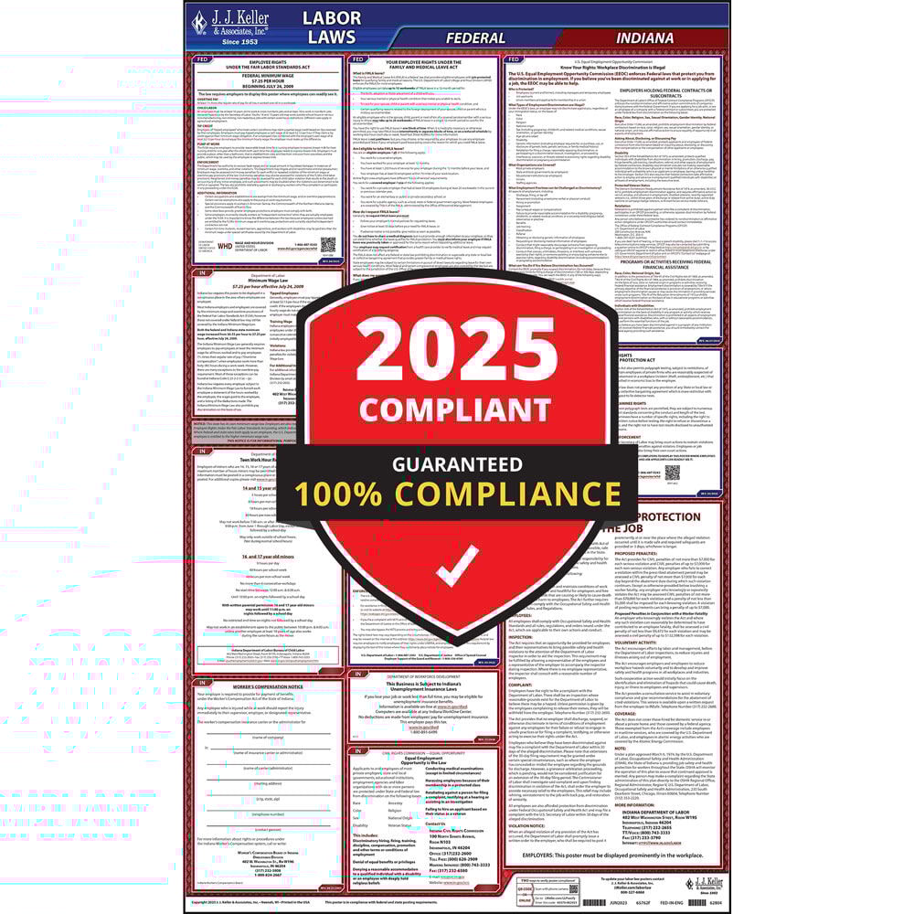 2025 Texas and Federal Labor Law Poster with Workers' Comp (English, TX ...