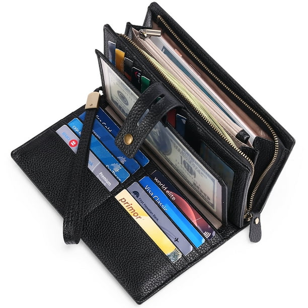 Sendefn Women Wristlet Wallets Large Capacity RFID Blocking Leather ...
