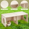 1 Set Wooden Hamster Hideout House Pet Toys Rectangle Floral White ...