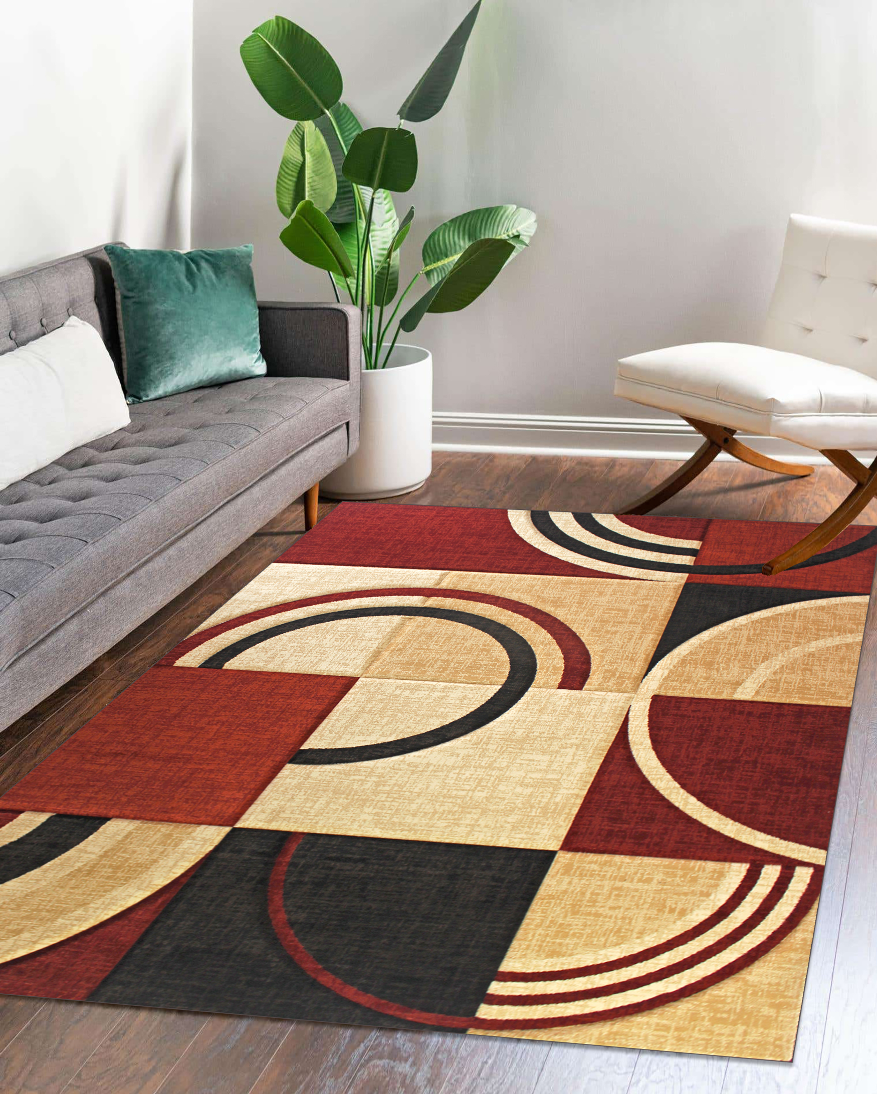 Chester Abstract Red/Brown Area Rug 5'3" x 7'3" (5' x 7') - Walmart.com