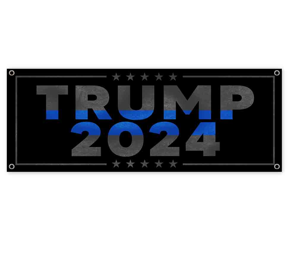 Trump Blue Line 2024 13 oz Vinyl Banner With Metal Grommets - Walmart.com