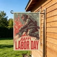 1pc Happy Labor Day Retro Firefighter Graphic Garden Flag, Double Sided ...