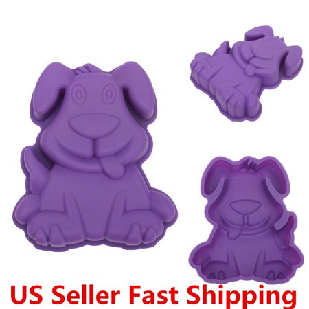 3D Lovely Cartoon Dog Cake Pan Silicone Baking Mold Emboss Cutters ...