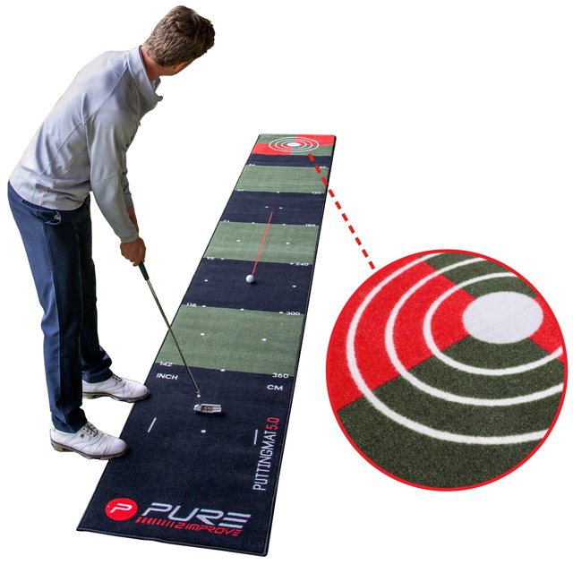 Pure2Improve 5.0 Indoor Golf Practice Game, Putting Mat with Flat Roll ...
