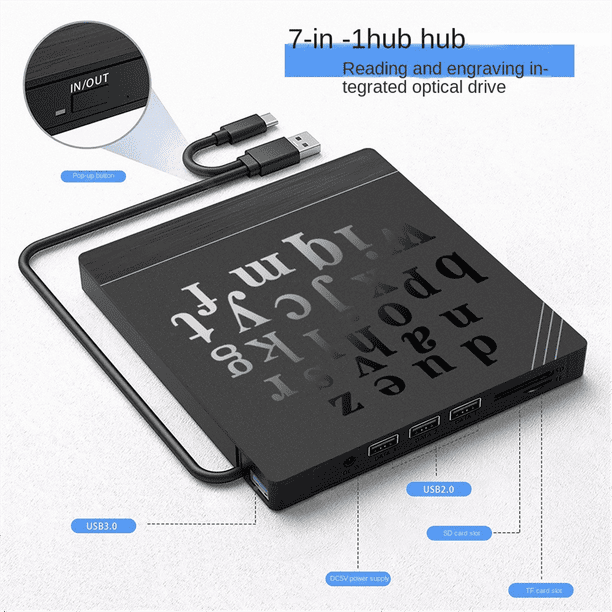 External DVD Optical Drive Laptop Desktop Universal Multifunction CD ...