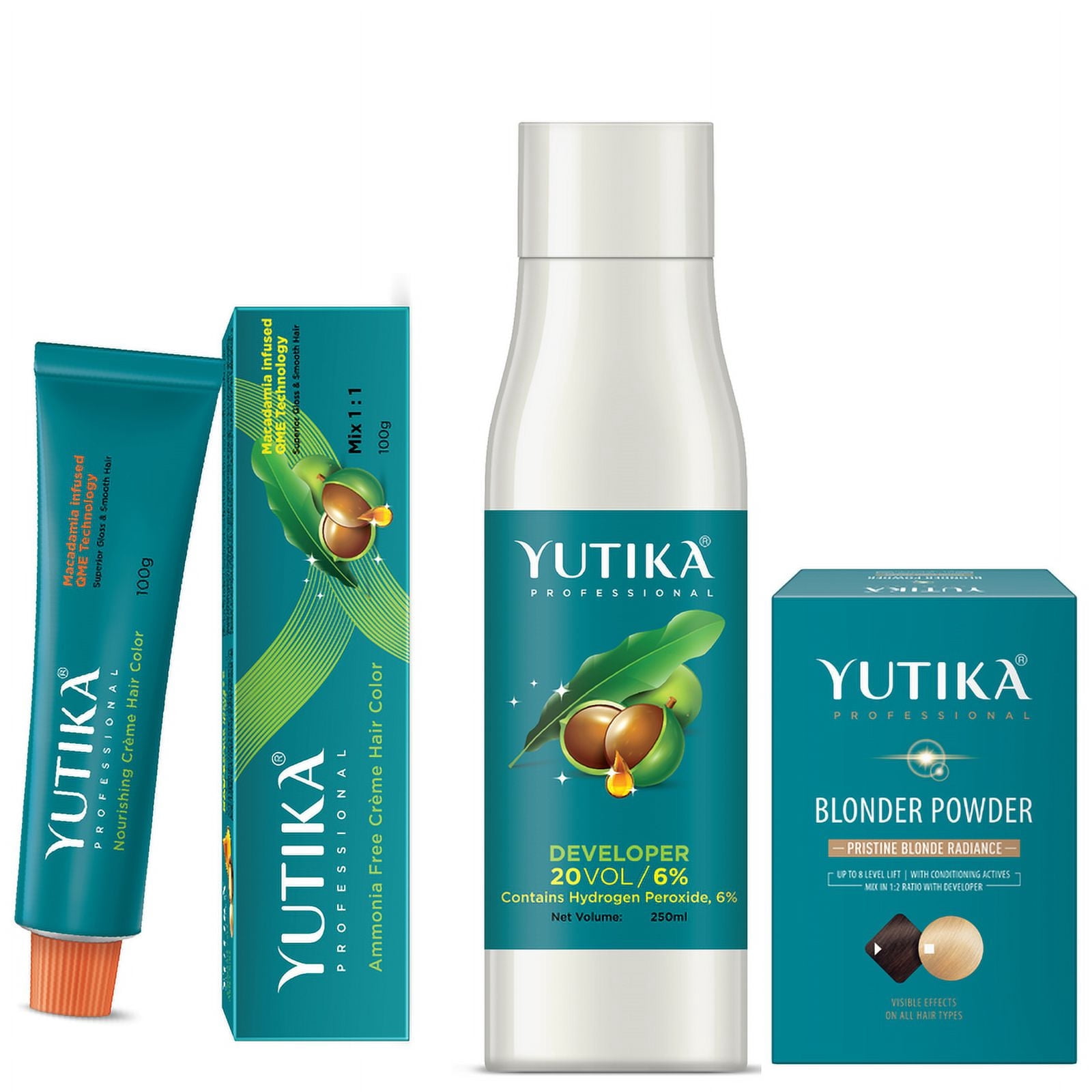 Colorante de cabello Yuthika 100g Marrón + desarrollador 20 Vol 250ml ...